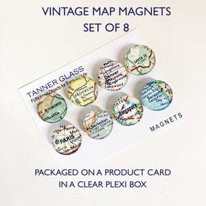 Custom Vintage Map Magnets, Set of 8 Custom Magnet Set, Map Gifts ...