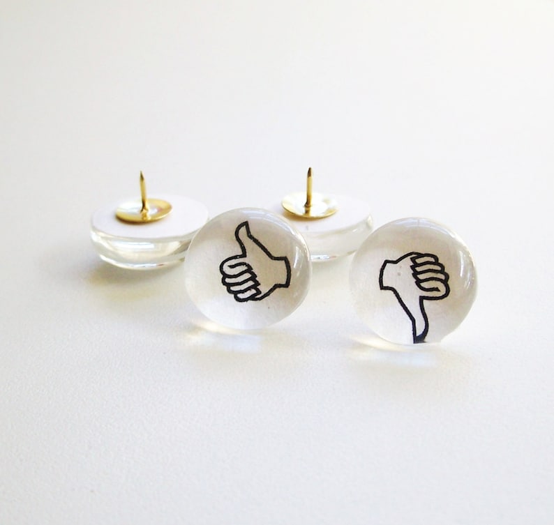 Fun Magnets, Thumbs up & Thumbs Down. Set of 4 Magnets or Push Pins ...