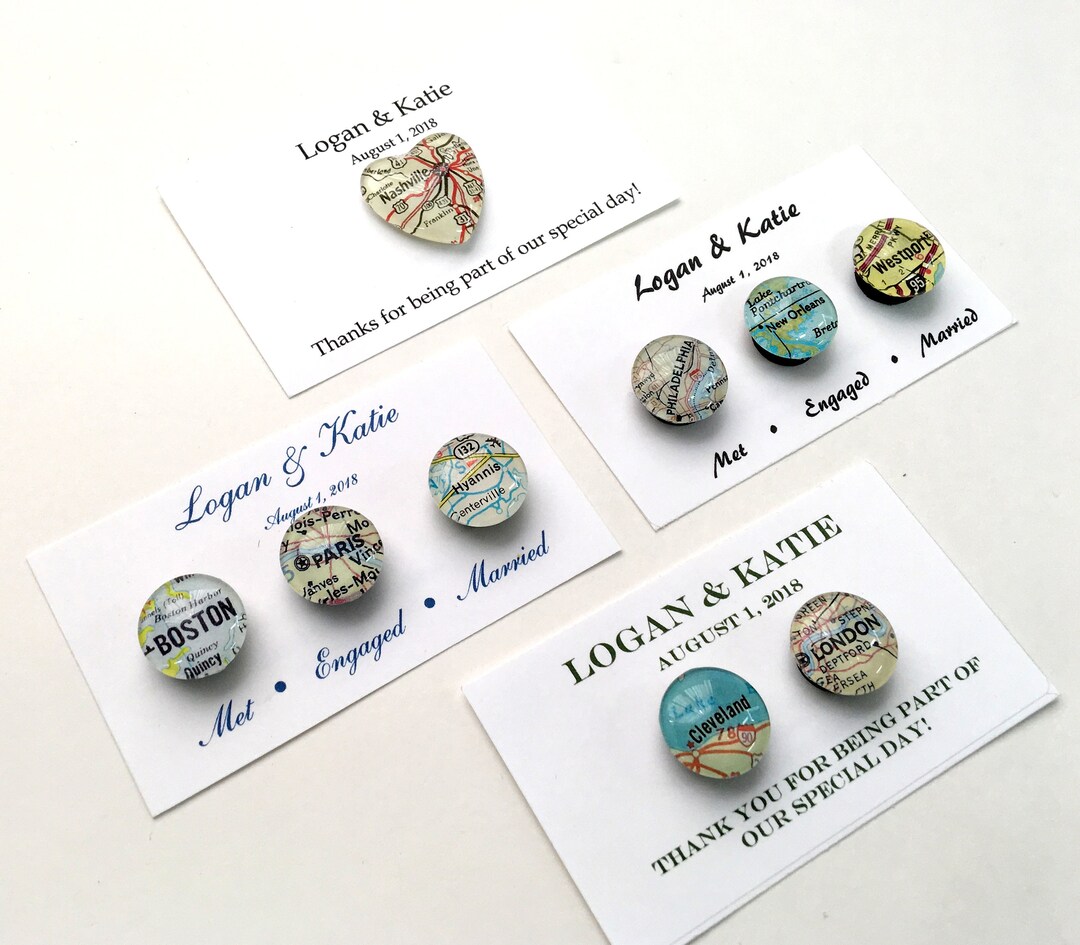 Wedding Favor Map Magnets, Custom Map Magnets, Party Favor, Shower ...
