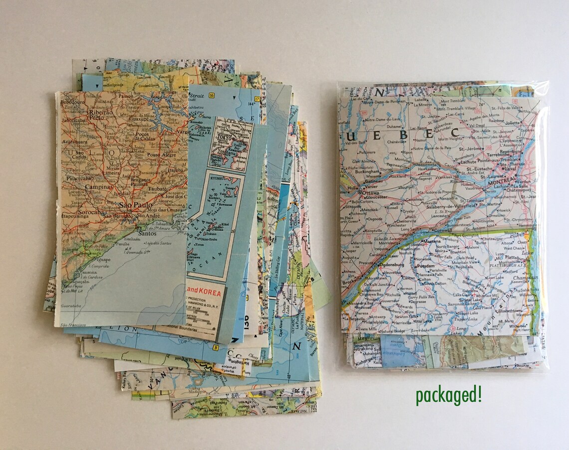 Vintage Map Scrap Pieces Geography Project Scrapbook Map - Etsy
