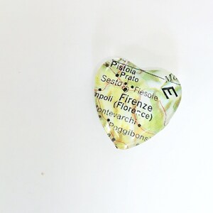 Vintage Map Magnet. Florence Italy, Firenze Italy Magnet, Heart Shaped ...