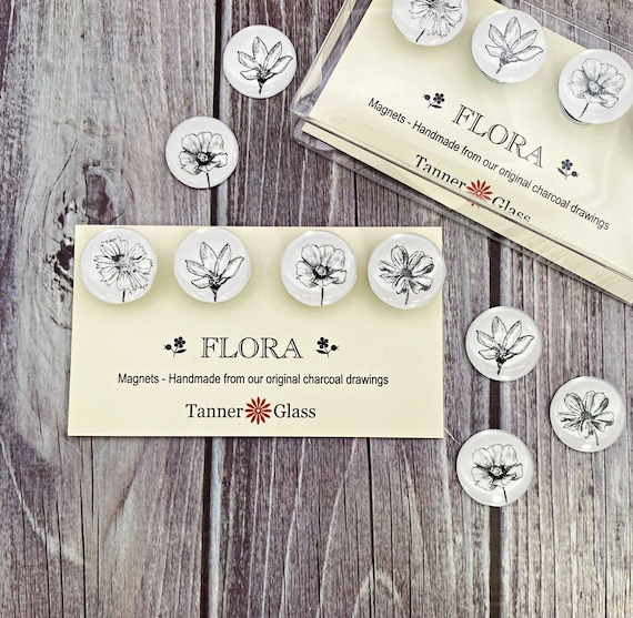 Glass Flower Magnets