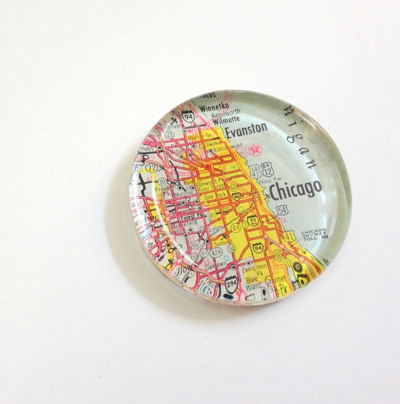 Vintage Map Paperweight glass paperweight map gifts guy | Etsy