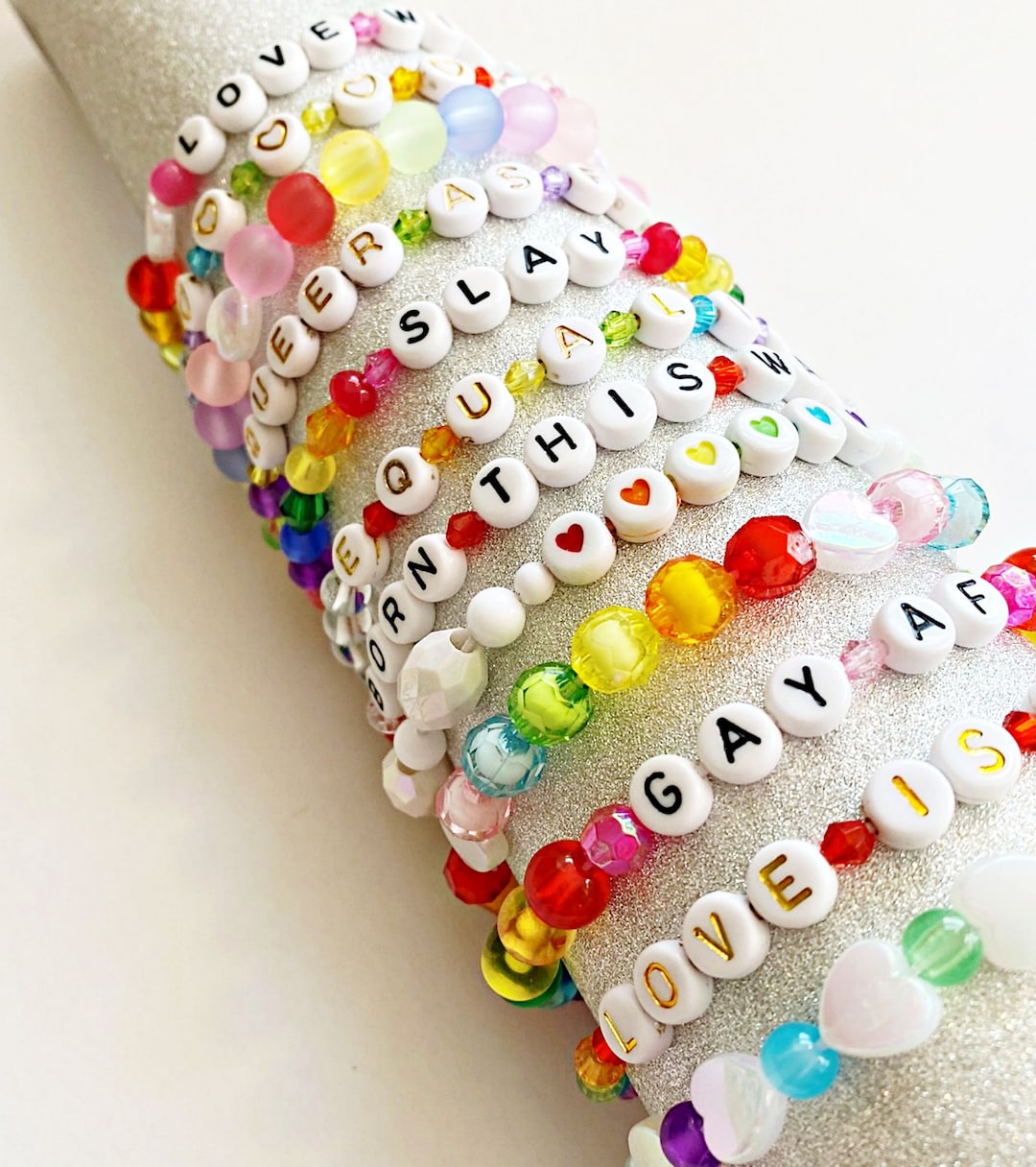 Pride Bracelet Set, Friendship Bracelet, LGBTQIA Bracelet Set, Rainbow ...