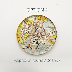 New York City Glass Paperweight, Handmade Vintage Map Paperweight, Map ...