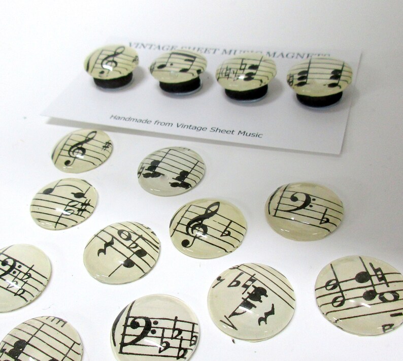 BEST SELLER Vintage Sheet Music Magnets, Push Pins. Fridge Magnet Set ...
