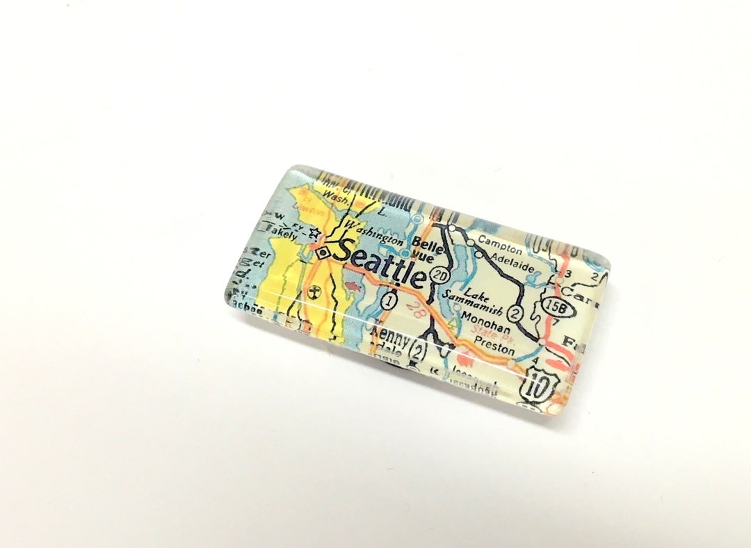 Seattle WA Vintage Map Magnet. Rectangle Magnet, Travel Gift, Map Gifts ...