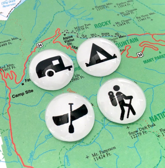 Set of 4 Landscape Trees Forest Wanderlust Refrigerator Magnets Camping ...