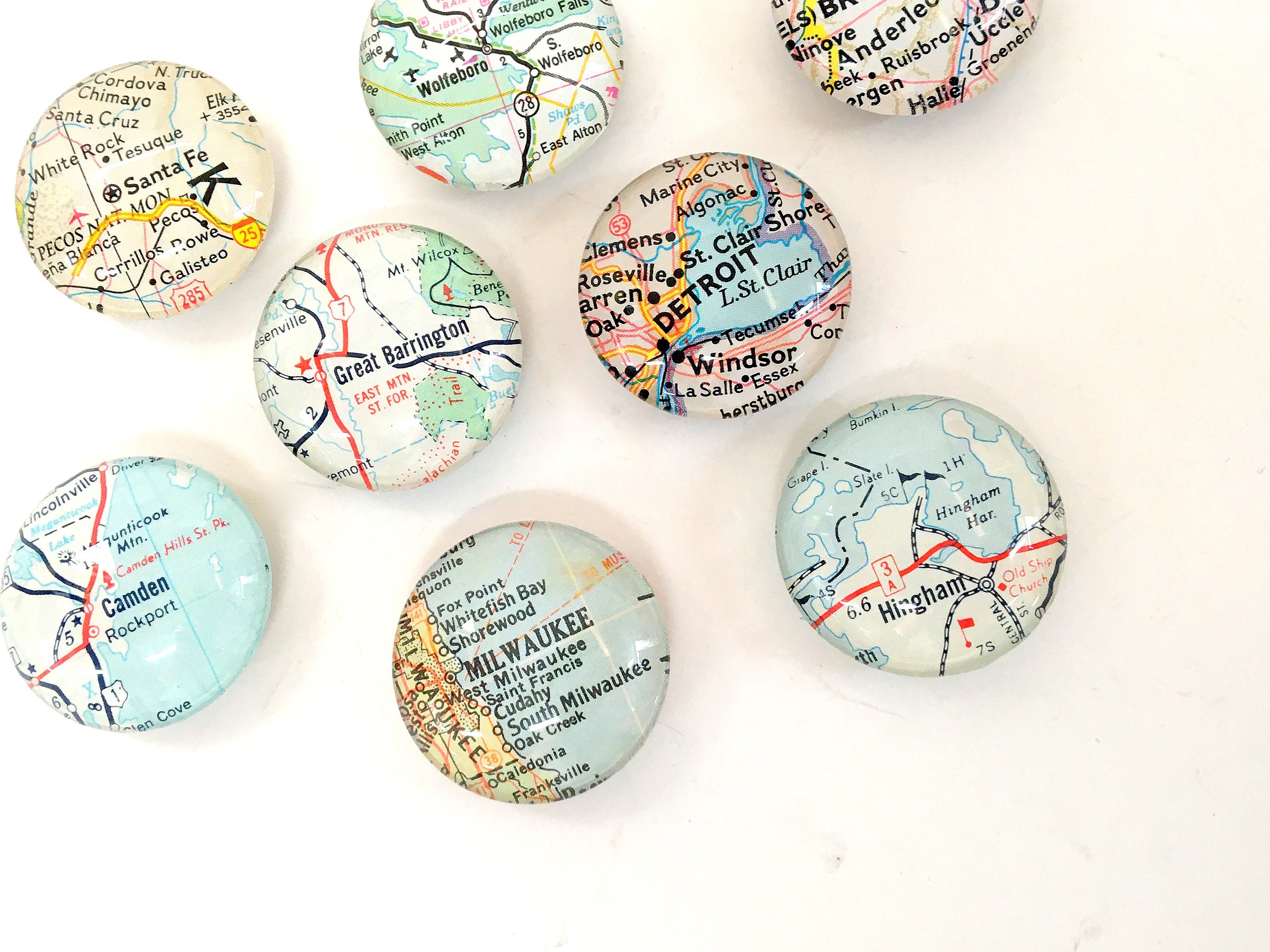 Vintage Map Magnet. Custom map magnet large round map magnet | Etsy