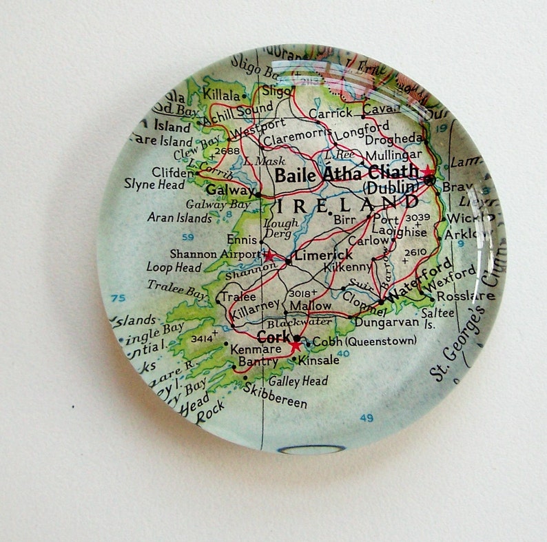 Vintage Map Paperweight glass paperweight map gifts guy | Etsy