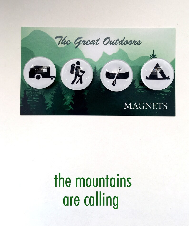 Great Outdoors Fridge Magnets. Gift for Hiker, Wanderlust, Camping Life ...