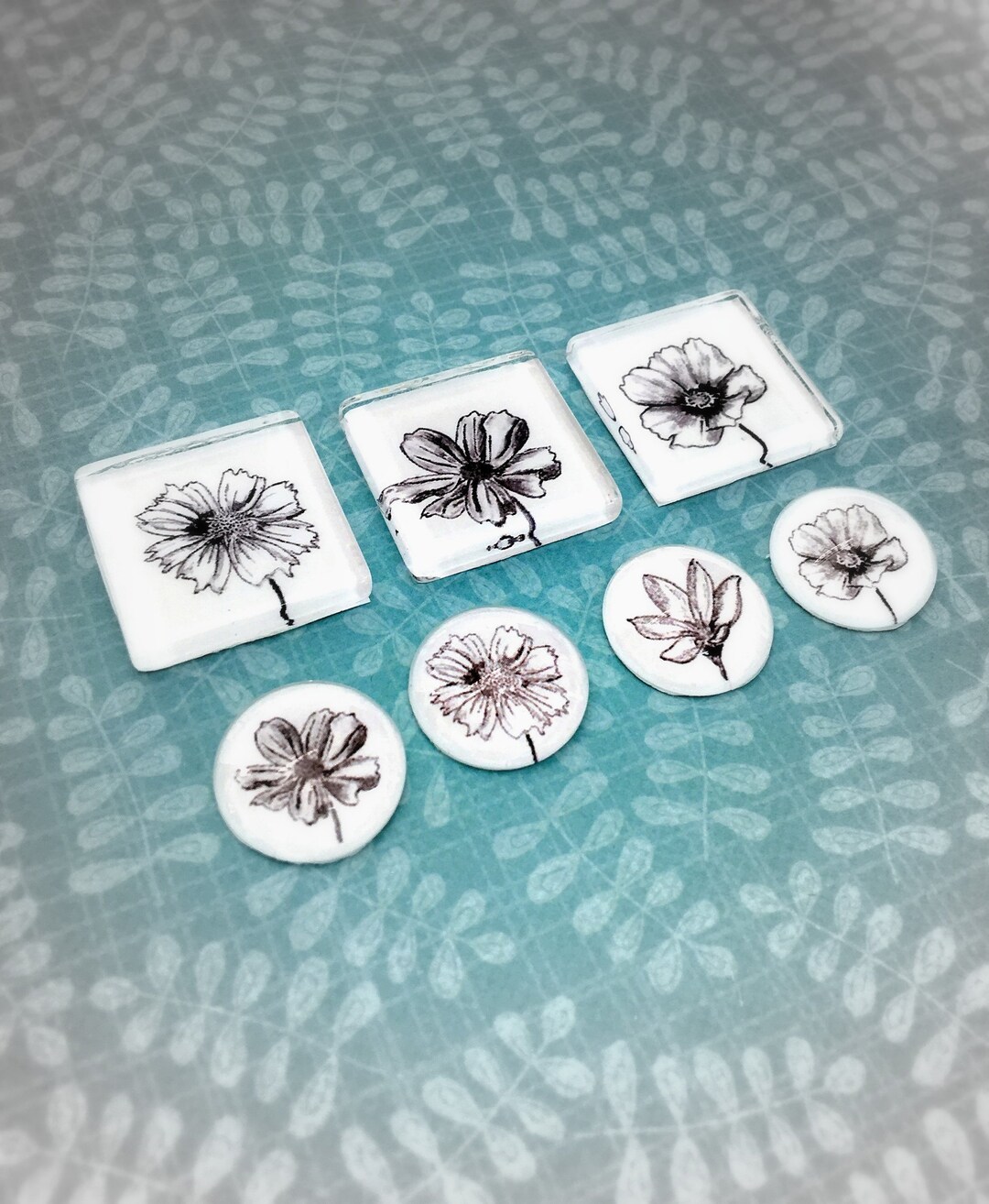 Flora Magnet Set. Hand Drawn Flowers Botanical Glass Magnets - Etsy