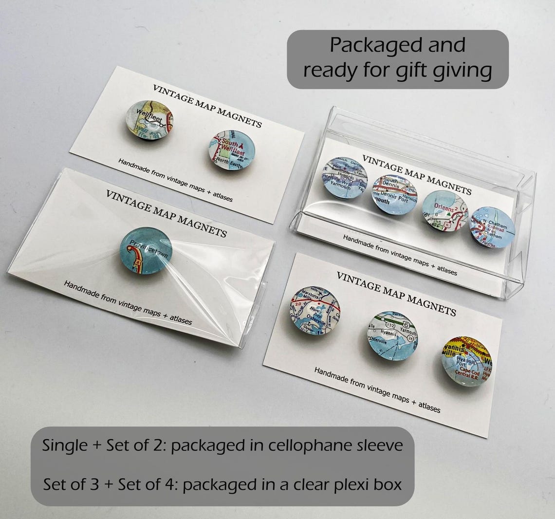 Cape Cod Vintage Map Magnets - Custom Magnet Set, Cape Cod MA Magnets ...