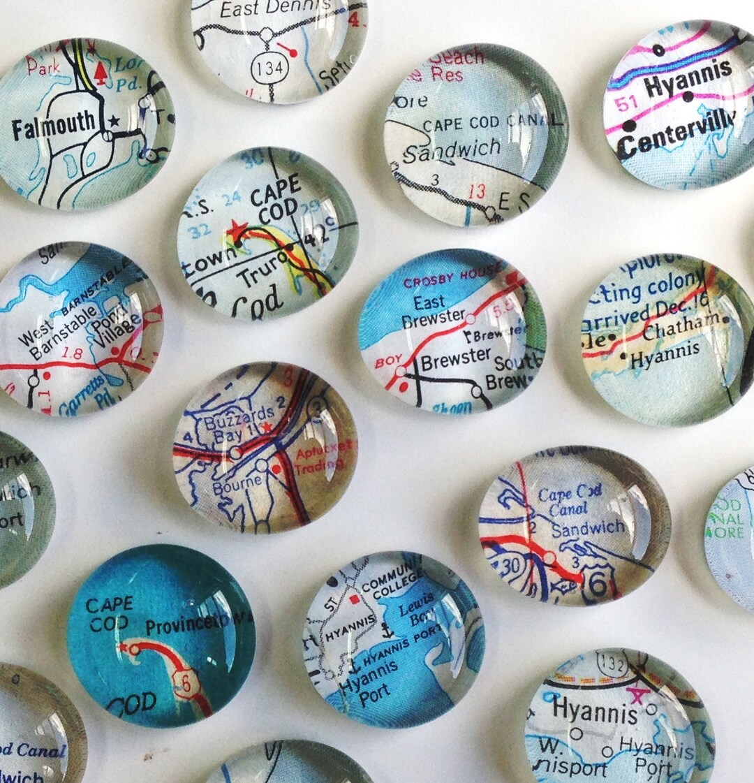 Cape Cod Vintage Map Magnets Custom Magnet Set, Cape Cod MA Magnets ...