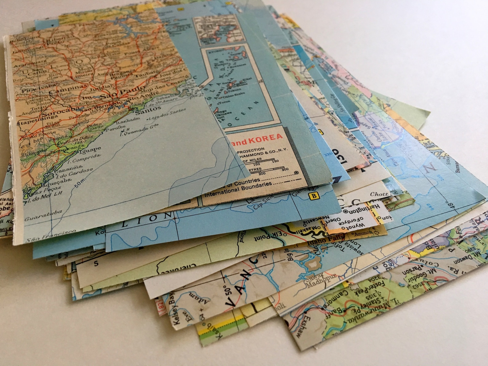 Vintage Map Scrap Pieces Geography Project Scrapbook Map - Etsy