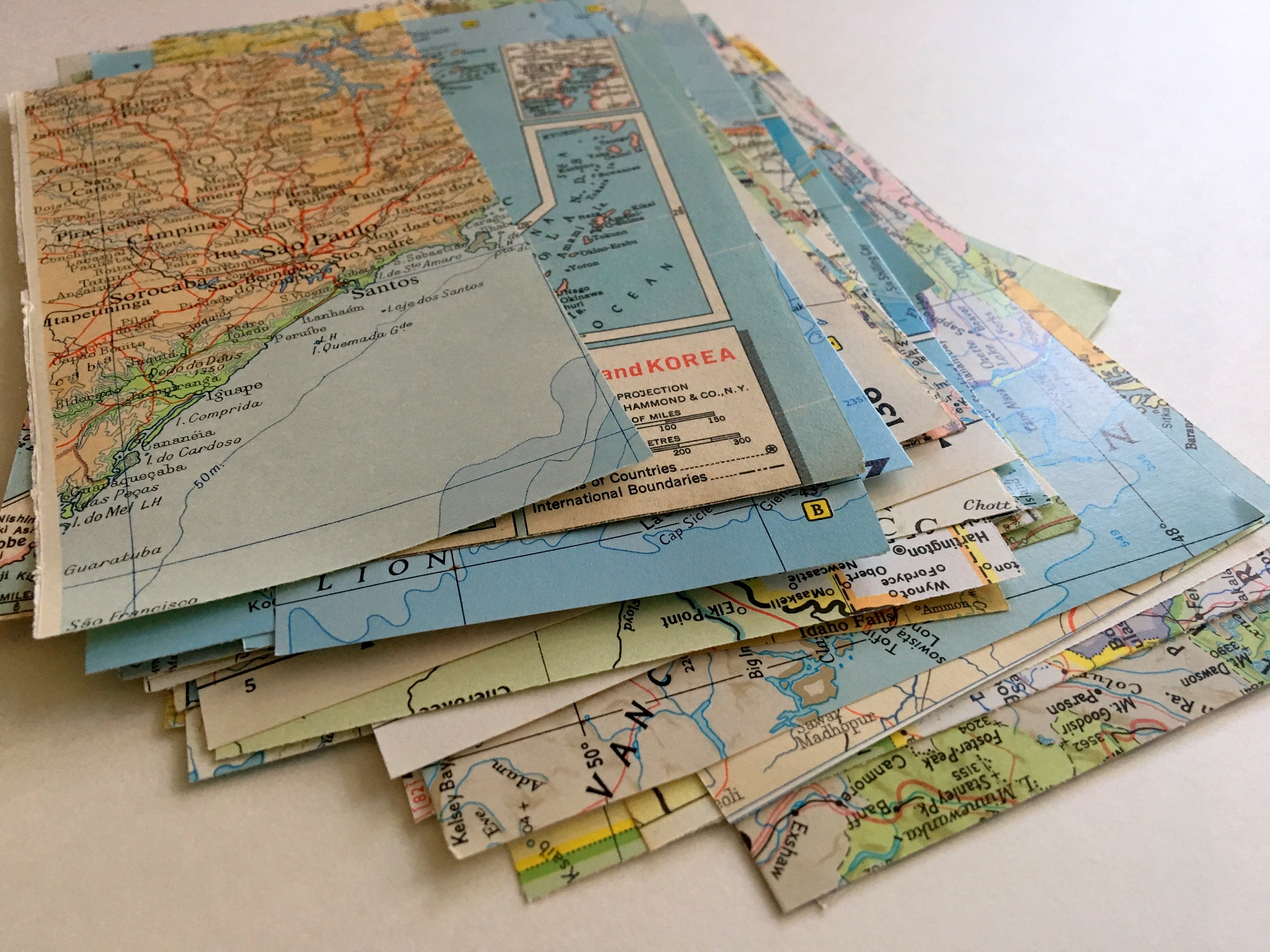 Vintage Map Scrap Pieces Geography Project Scrapbook Map - Etsy