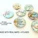 Vintage Map Magnet. Custom Map Magnet Large Round Map Magnet - Etsy