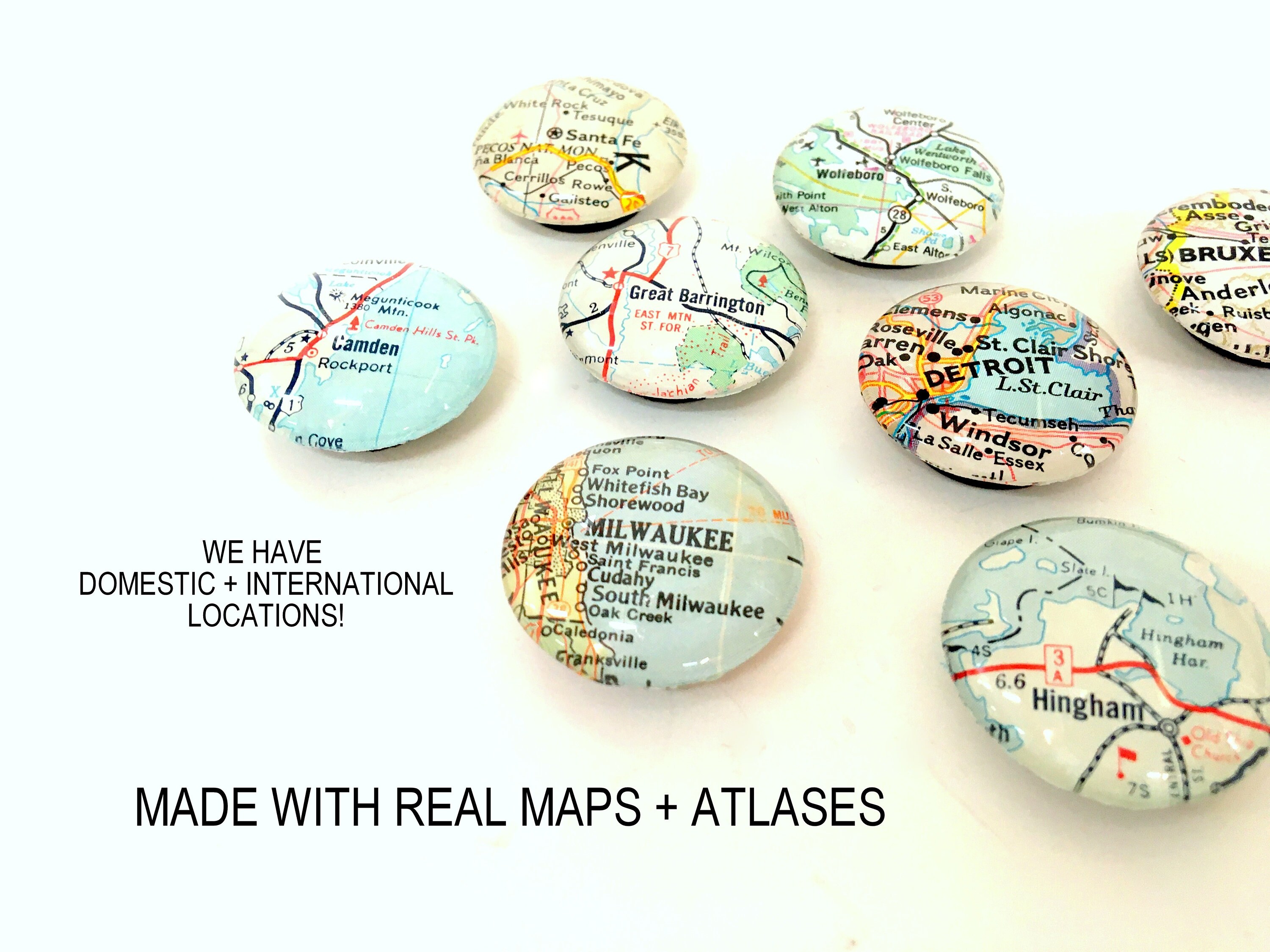 Vintage Map Magnet. Custom Map Magnet, Large Round Map Magnet, Map ...