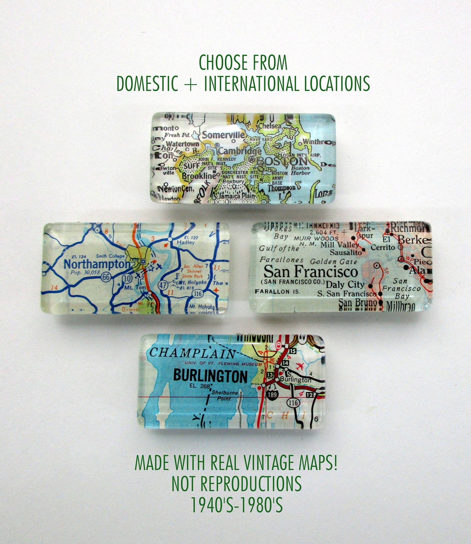 Vintage Map Magnet. Rectangle Map Magnet, Large Magnet, Custom Map ...