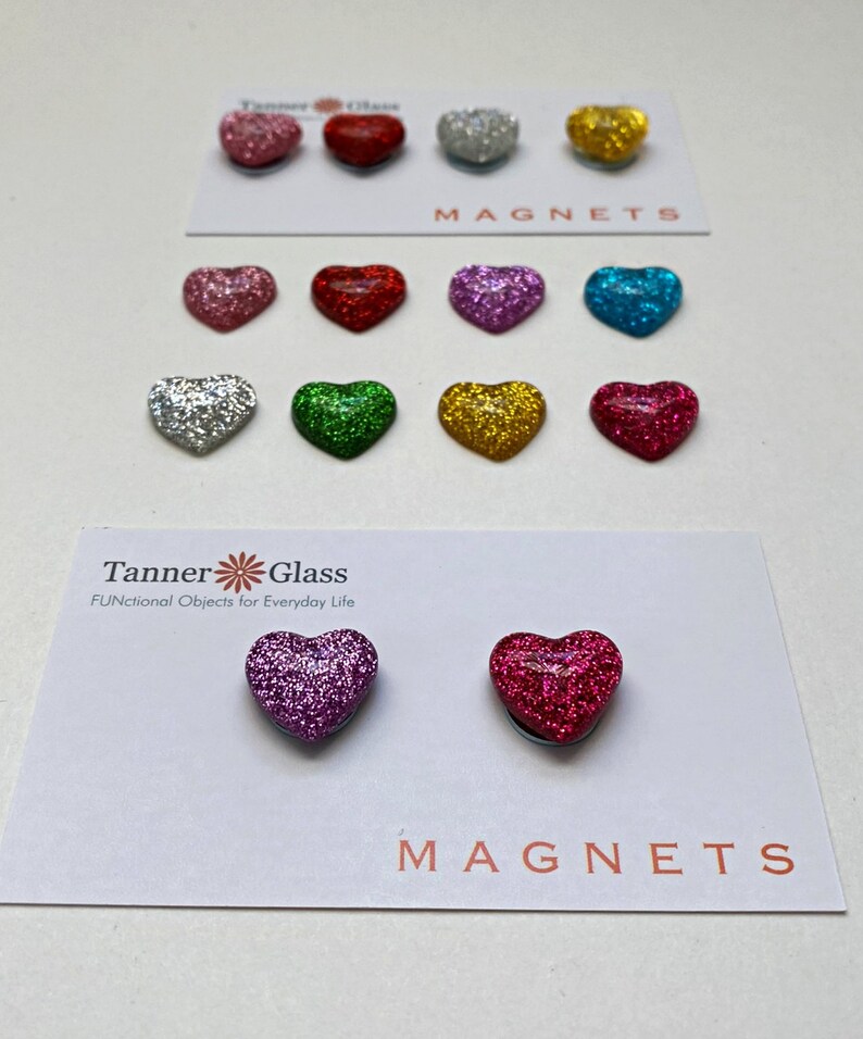 Glitter Heart Magnet Set, Valentines Day Magnets, Strong, Heart Shaped ...