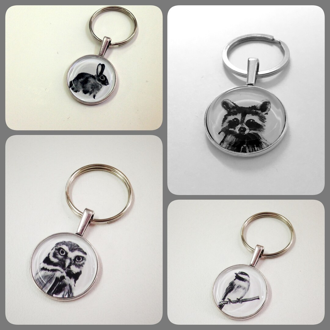 Keychain. Hand Drawn Image, Choose Your Keychain, Nature Woodland ...
