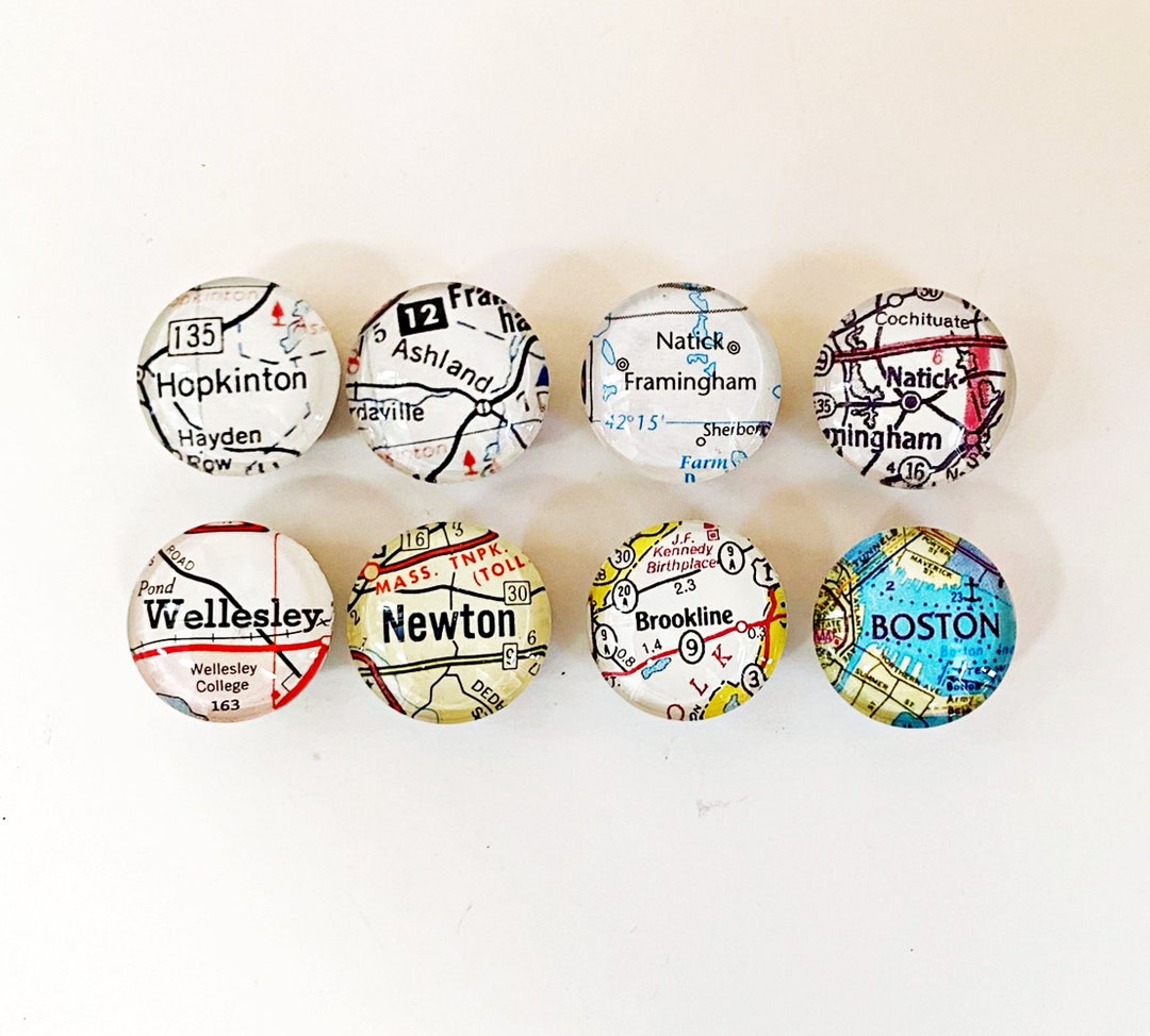 Boston Marathon Map Magnets, Boston Marathon Route, Gift for Runner ...