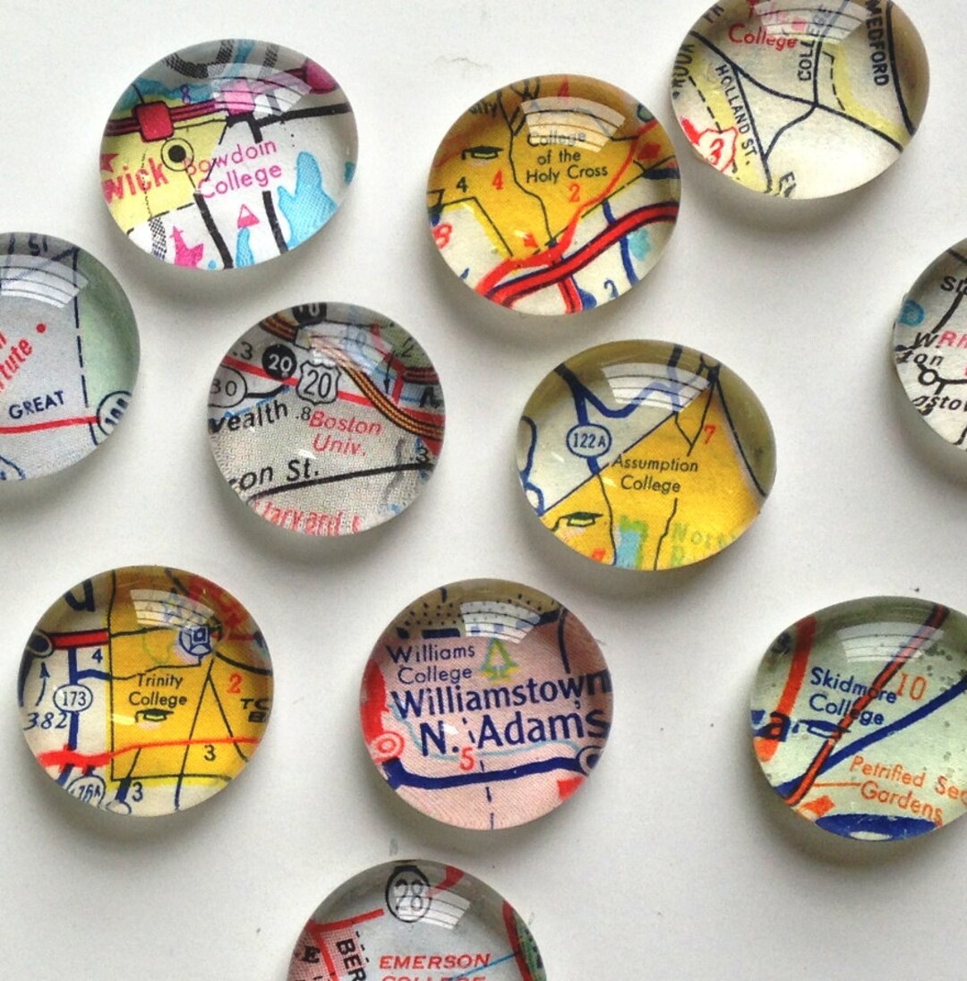 Vintage Map Magnets, Colleges and Universites, Gift for the Grad or ...