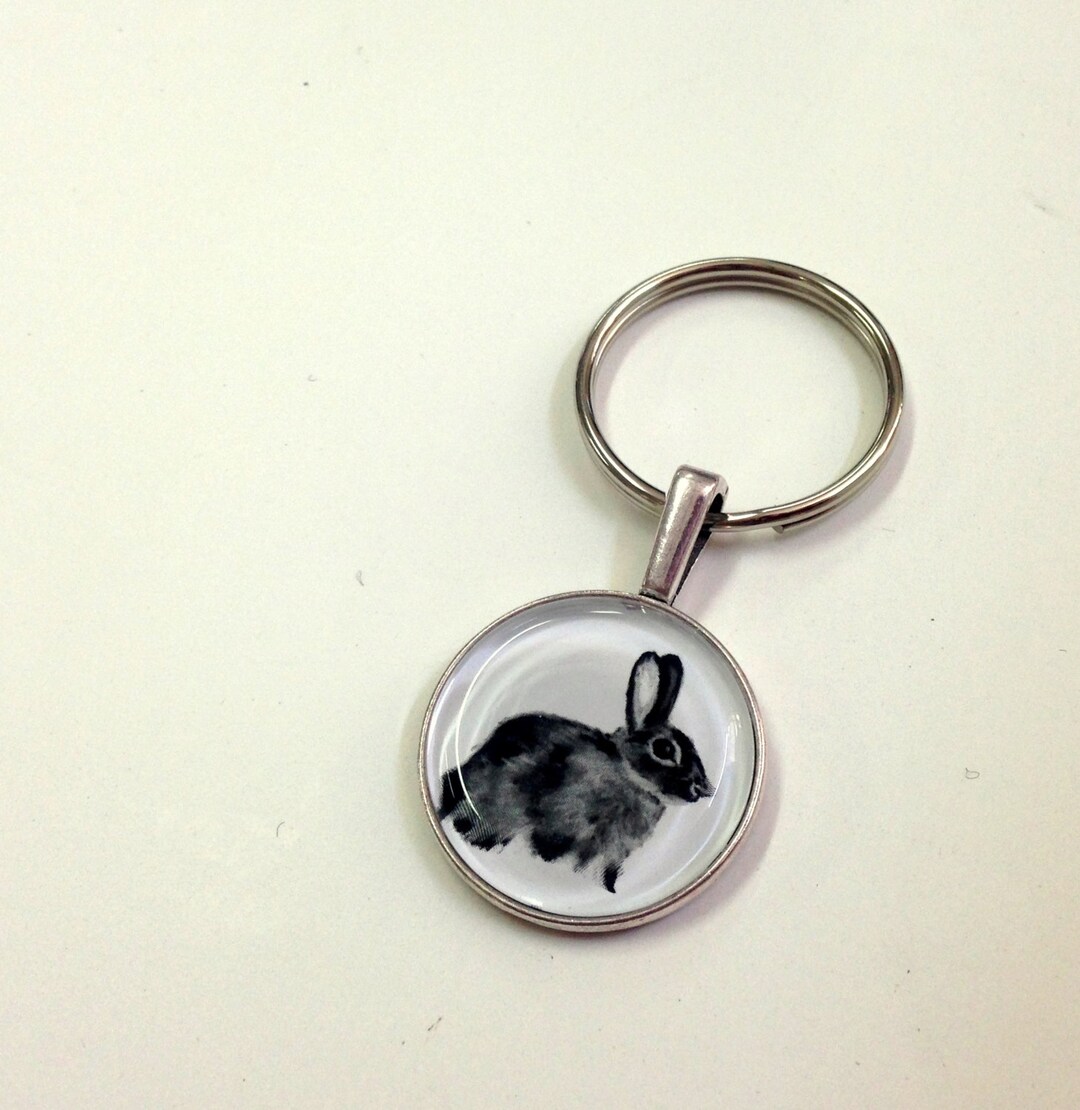 Bunny Rabbit Keychain. Hand-drawn Image, Cute Keychain, Nature Woodland ...