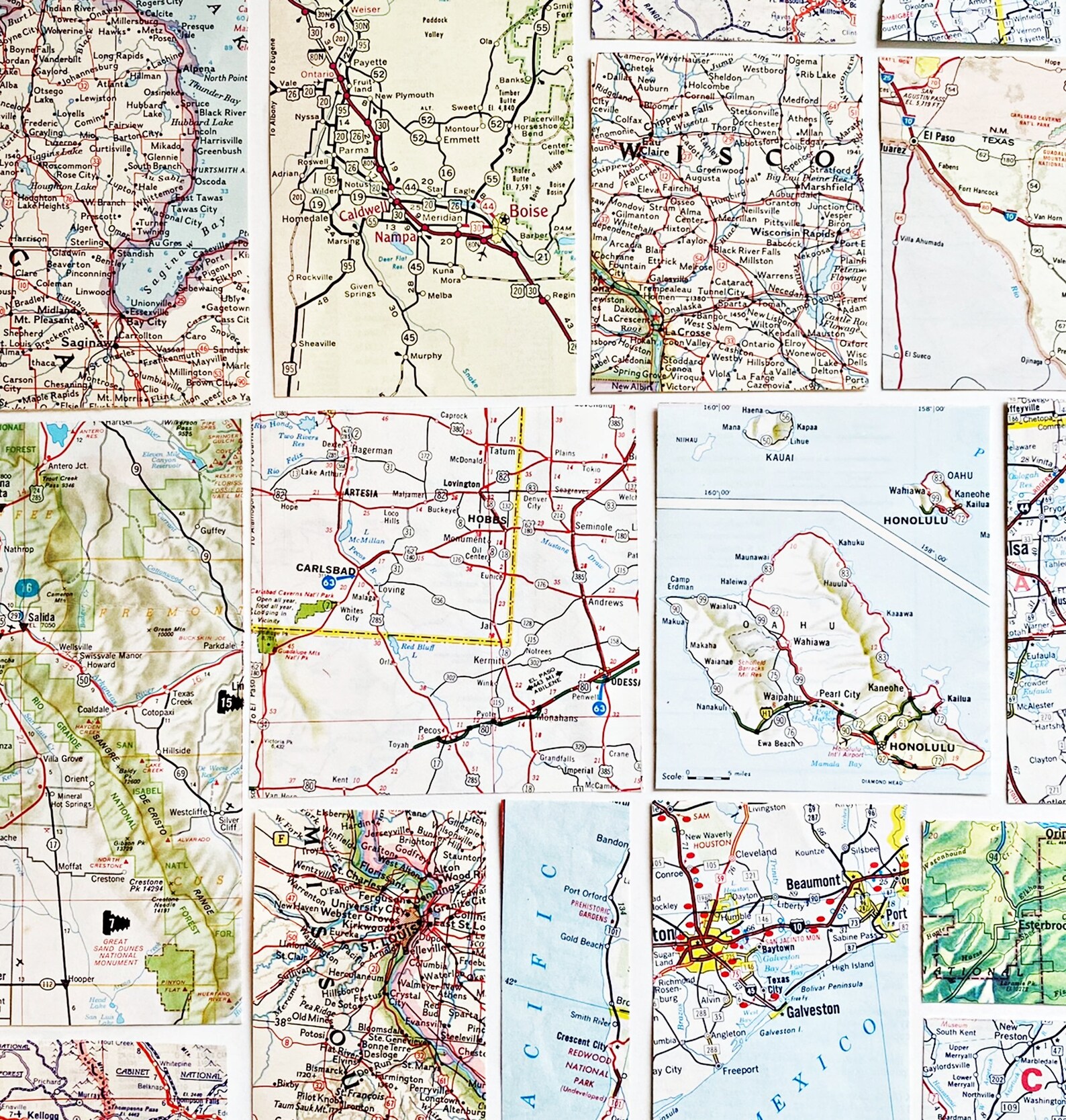 USA Vintage Map Scrap Pieces, Geography Project, Scrapbook Map ...