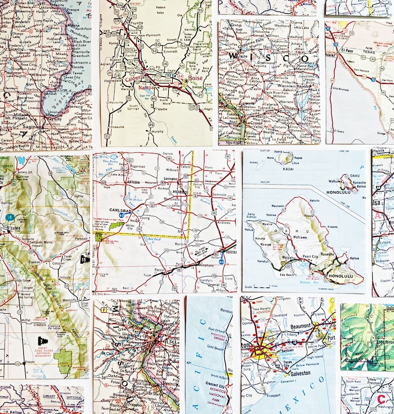 USA Vintage Map Scrap Pieces Geography Project Scrapbook - Etsy