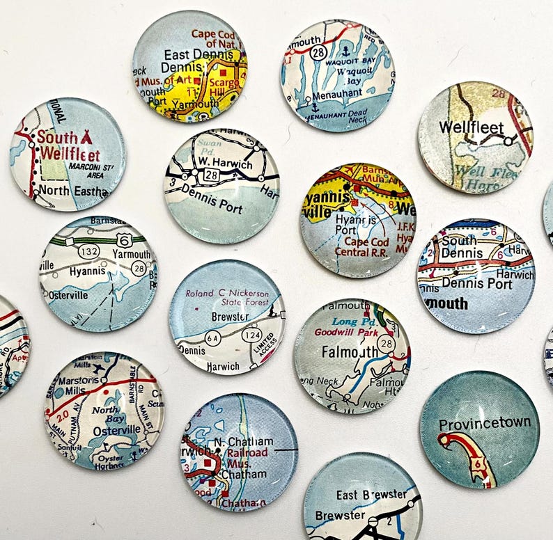 Cape Cod Vintage Map Magnets - Custom Magnet Set, Cape Cod MA Magnets ...