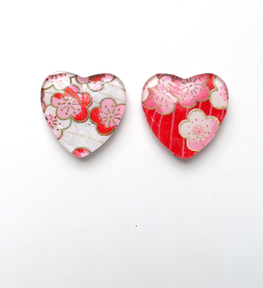 Heart Shape Fridge Magnets, Colorful Japanese Yuzen Designs, Strong ...
