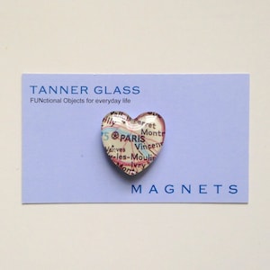 Paris France Vintage Map Magnet. Heart Shaped Magnet, Paris Gift, Map ...