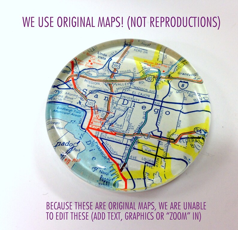 Vintage Map Paperweight glass paperweight map gifts guy | Etsy