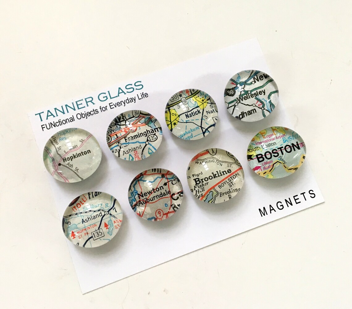 Boston Marathon Map Magnets Boston Marathon Route Gift for | Etsy