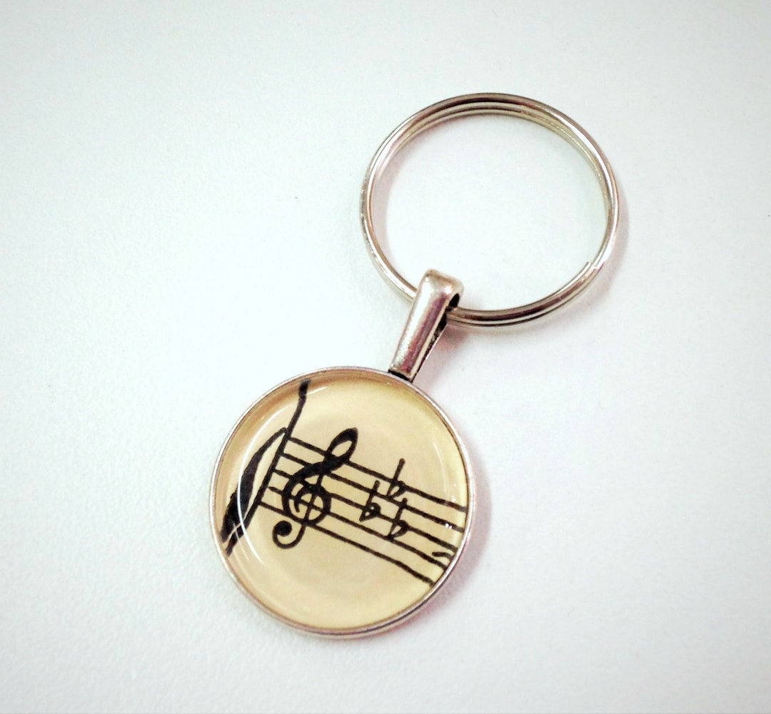 Keychain Vintage Sheet Music, G Clef Key Chain, Zipper Pull Charm ...