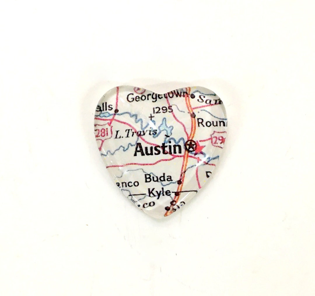 Austin TX Vintage Map Magnet. Texas Magnet, Strong Map Magnet, Map ...