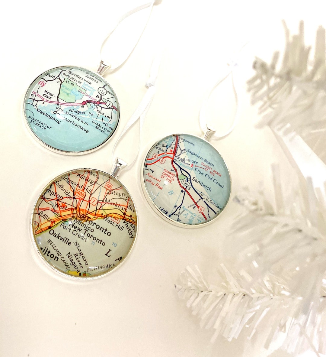 Custom Vintage Map Christmas Ornament, You Choose the Location, Made to ...