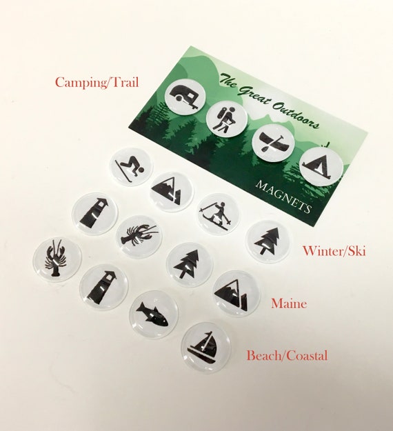Set of 4 Landscape Trees Forest Wanderlust Refrigerator Magnets Camping ...