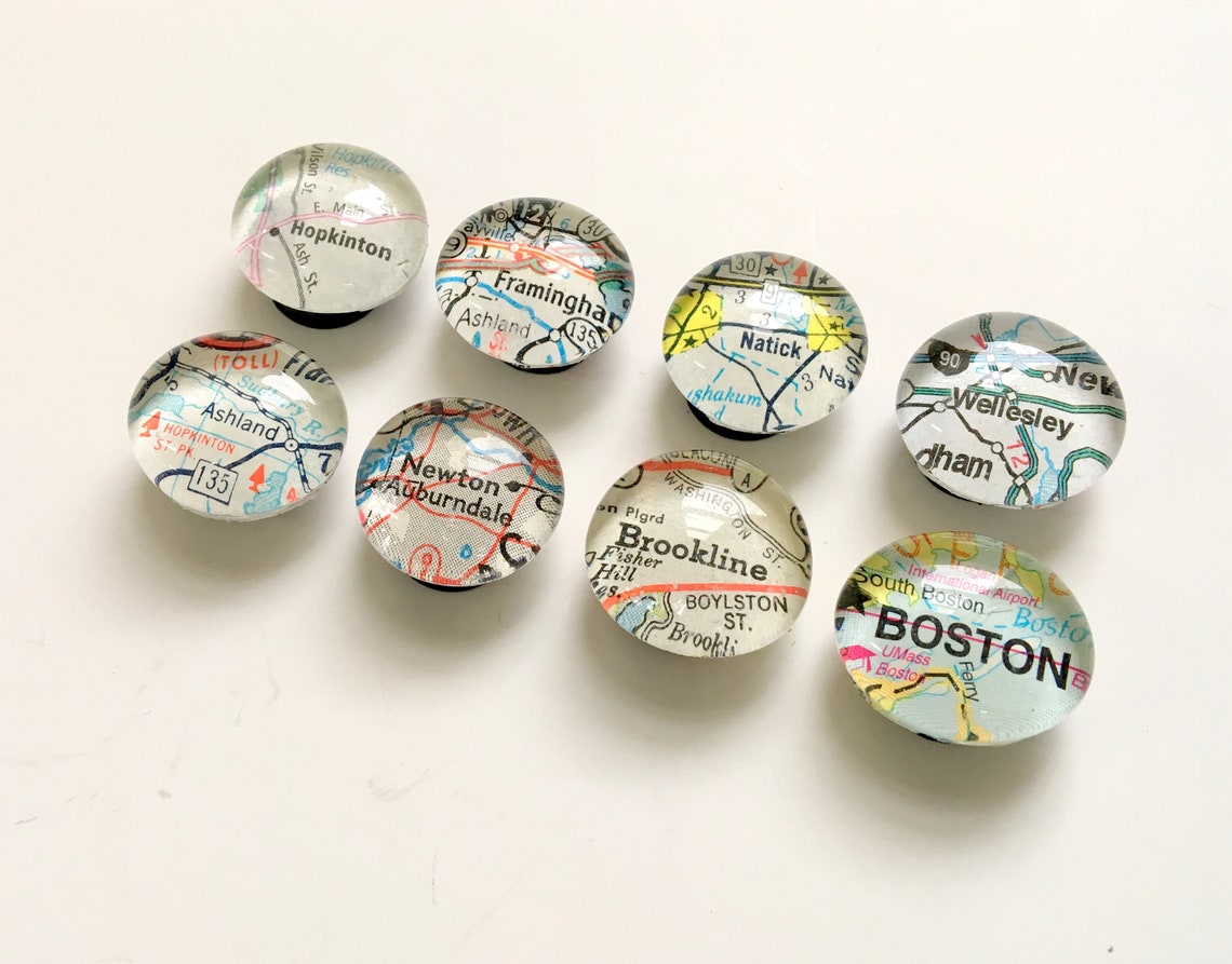Boston Marathon Map Magnets Boston Marathon Route Gift for | Etsy