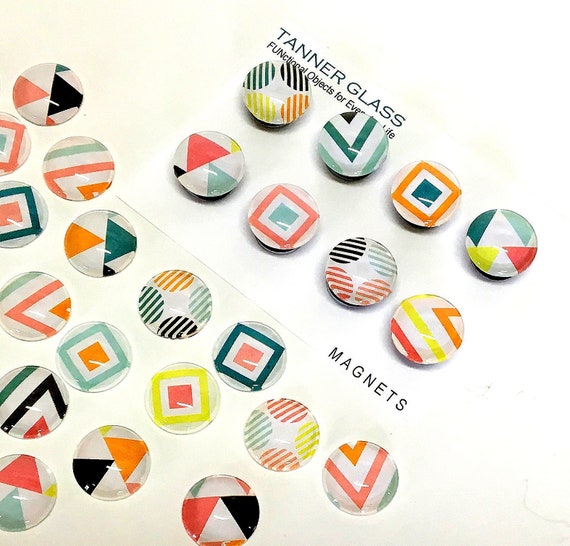 Geometric Glass Magnets or Push Pins Thumbtacks Cute Magnet - Etsy