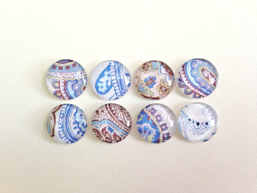Indigo Blue Fridge Magnet Set Glass Magnets Push Pins - Etsy