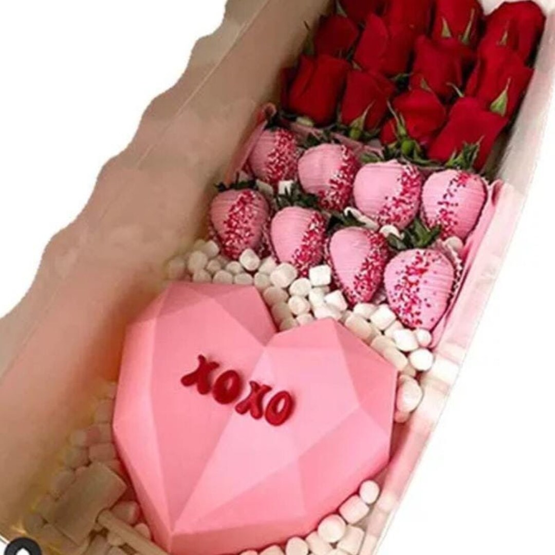 Flowers, Berries, and Chocolate Breakable Heart Box, Chocolate Covered ...
