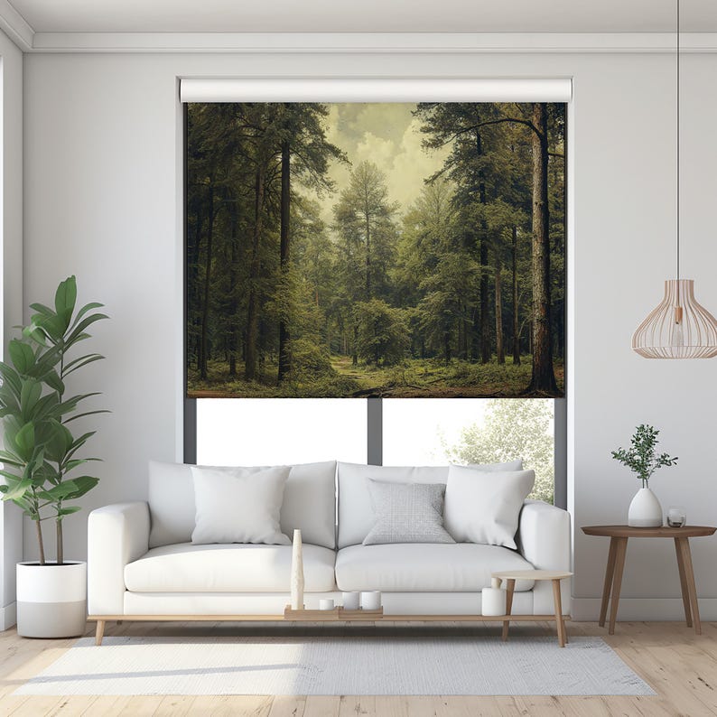Forest Landscape Roller Shades for Living Room, Nature View Window ...