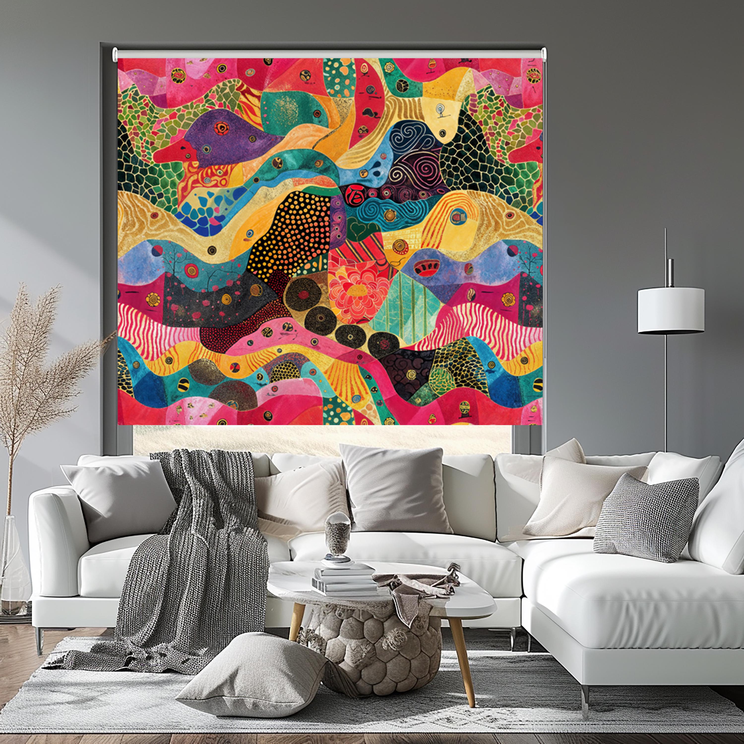 Colourful Abstract Roller Shades for Kitchen, Custom Modern Art Window ...