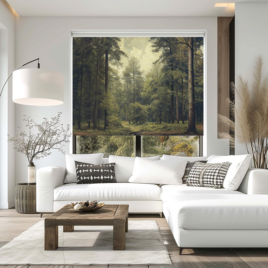 Forest Landscape Roller Shades for Living Room, Nature View Window ...