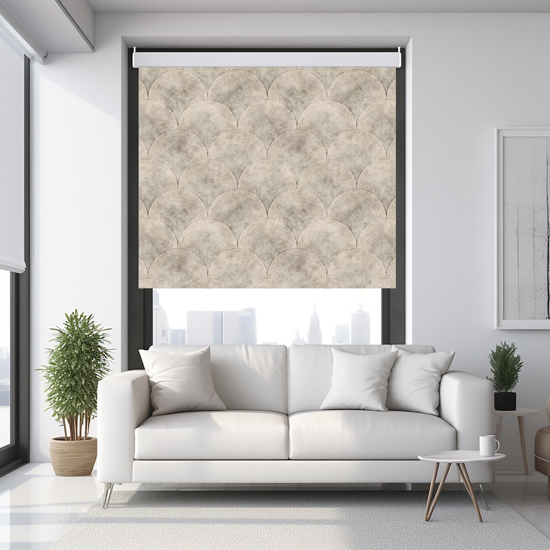 Beige Art Deco Roller Blinds, Modern Geometric Roller Shades, Light ...