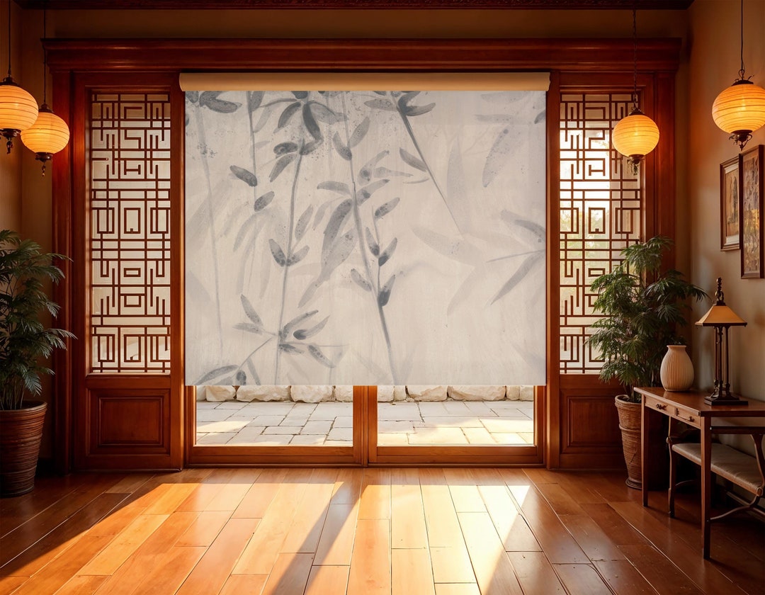 Vintage Bamboo Print Roller Shade, Japanese Botanical Window Blind - Etsy