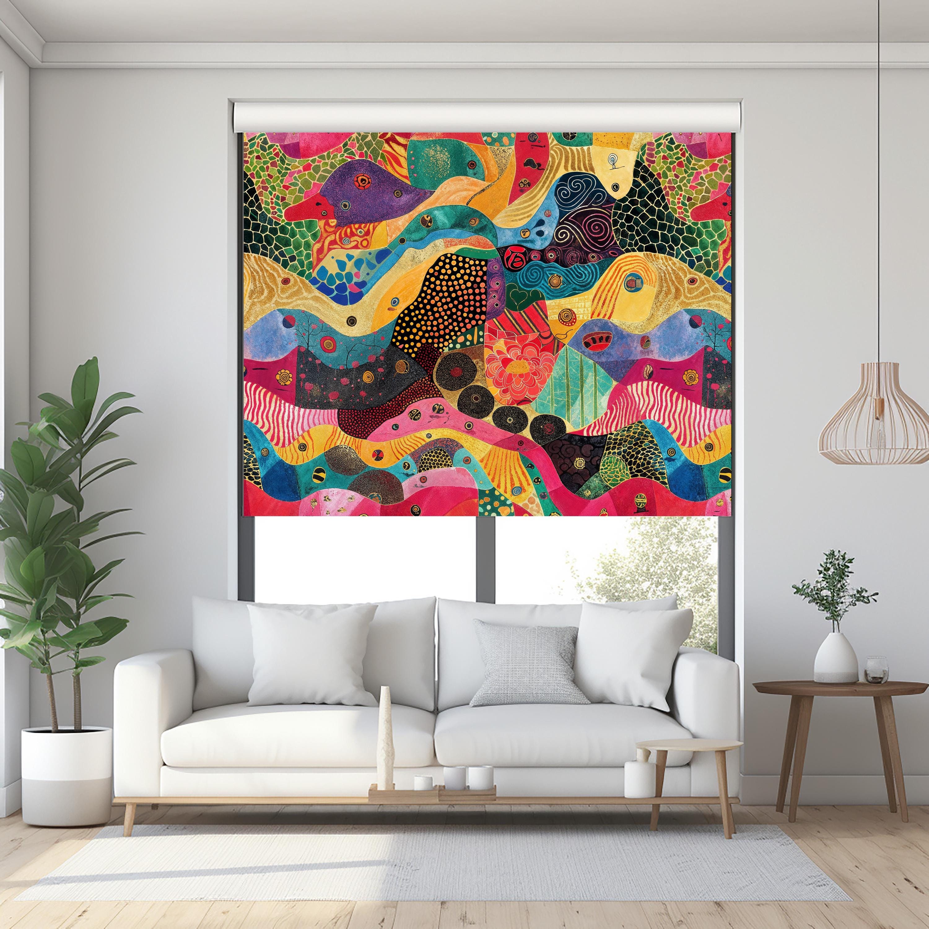 Colourful Abstract Roller Shades for Kitchen, Custom Modern Art Window ...