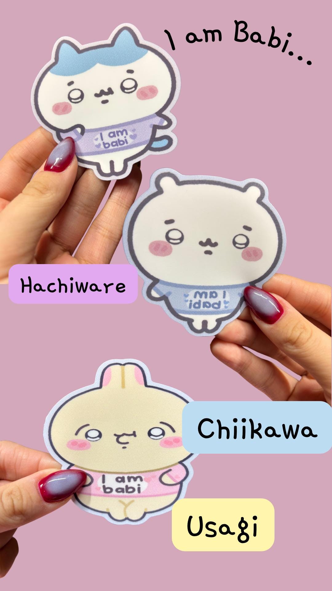 I Am Babi Chiikawa Stickers- Laptop Sticker, Water Bottle Sticker ...